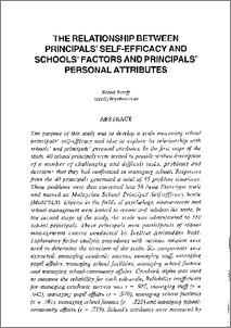 THE RELATIONSHIP BETWEEN PRINCIPALS' SELF-EFFICACY AND SCHOOLS' FACTORS AND PRINCIPALS' PERSONAL ...